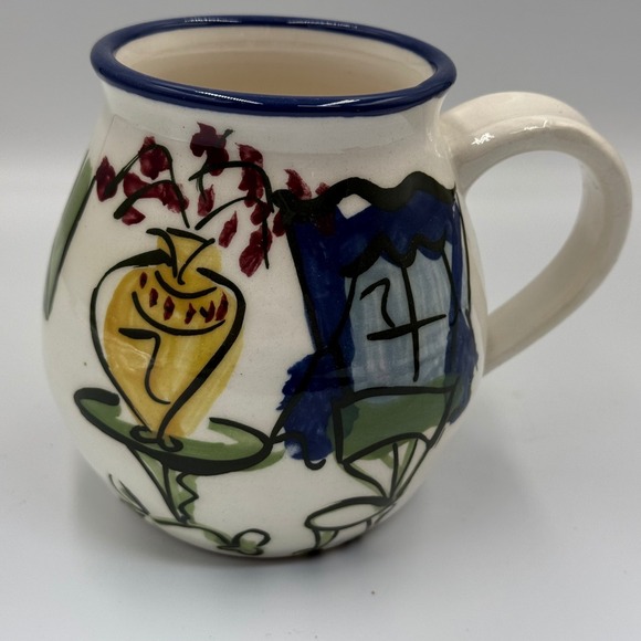 Dining | Hand Painted Studio Pottery Mug Artist Signed Ceramic Cup Blue ...